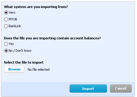 Import Chart of Accounts from CSV File
