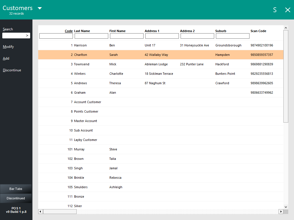 Back Office Customer Modify