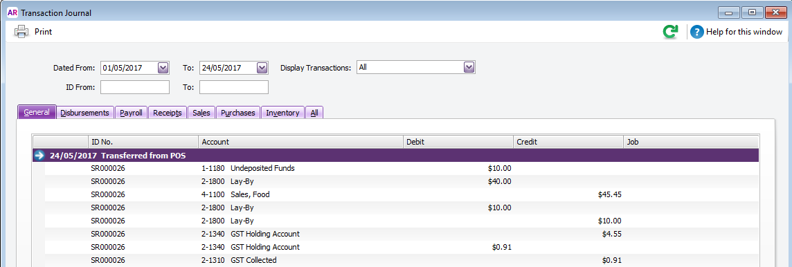 POS Transaction Examples MYOB