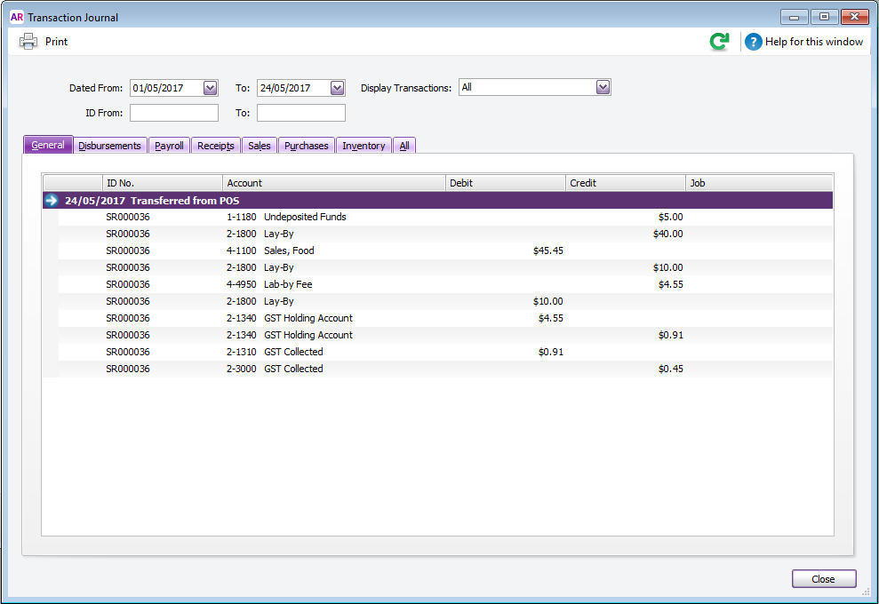 POS Transaction Examples MYOB