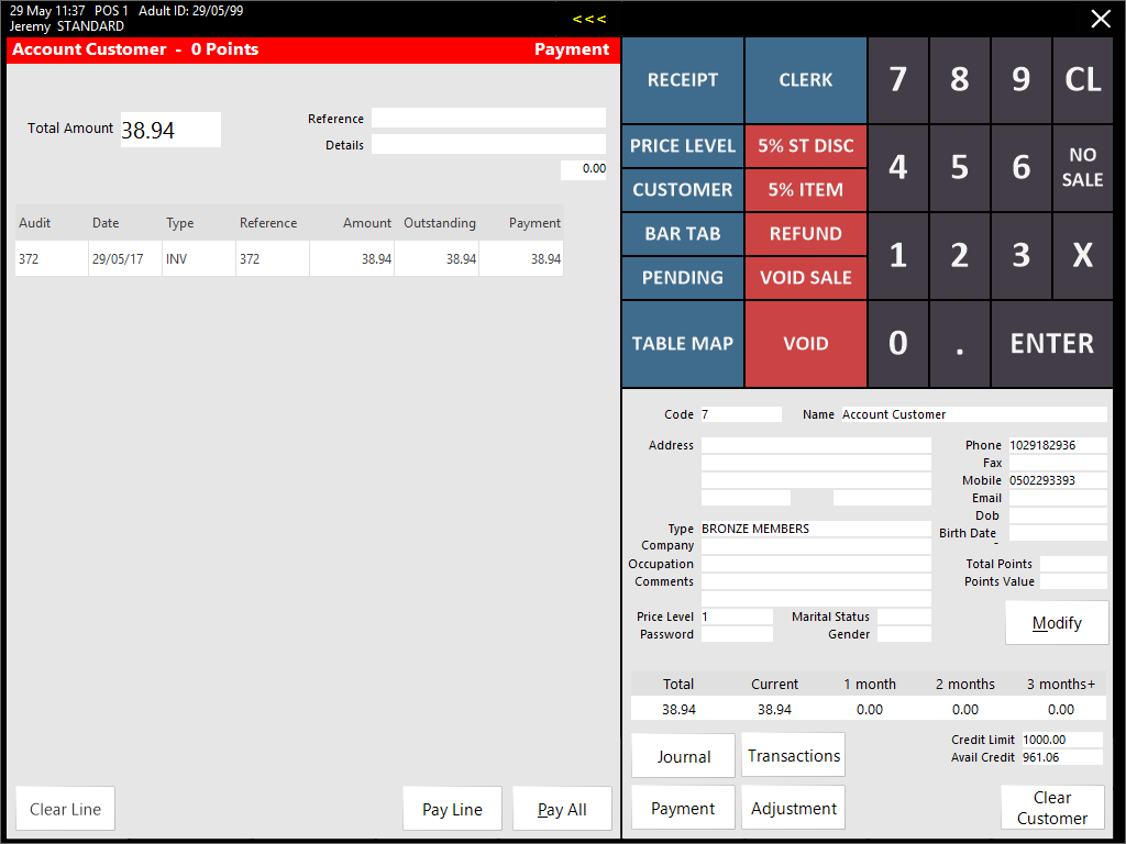 Performing an Account Payment