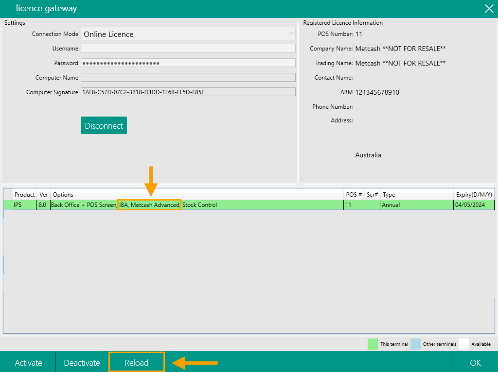Configuring and using the Metcash Integration