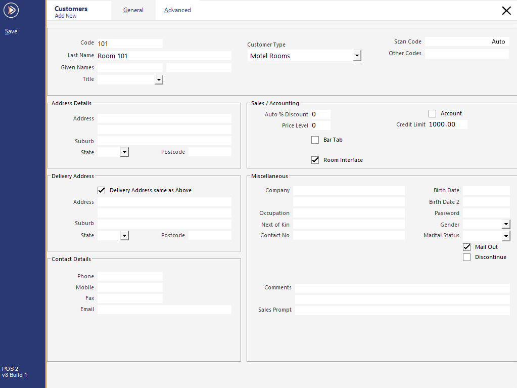 Settings for RoomMaster