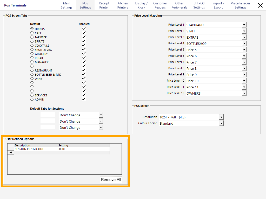 GL Code Mapping by Session - User Defined