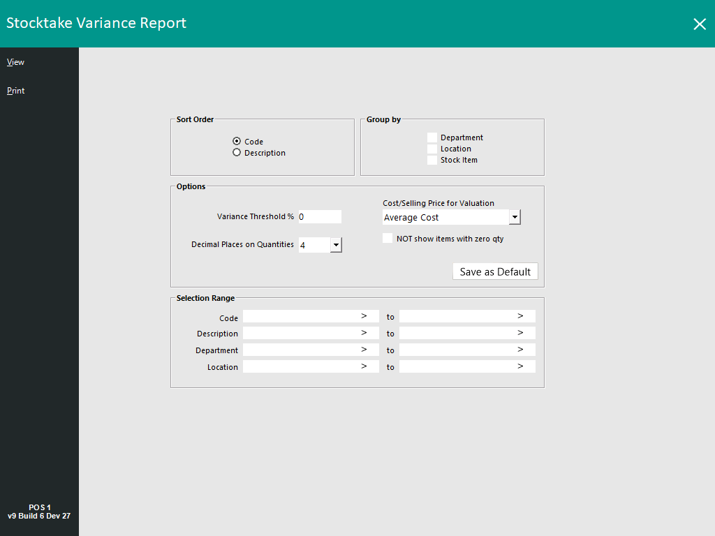 Stocktake Variance Report