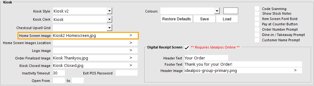 Configuring Kiosk - Home Screen Image and Home Screen Images Location