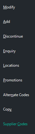 Supplier Codes