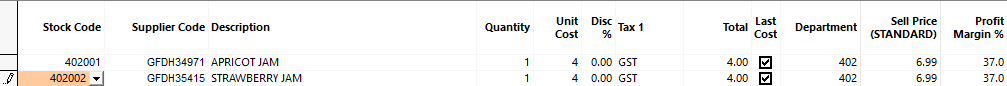 Stock Received